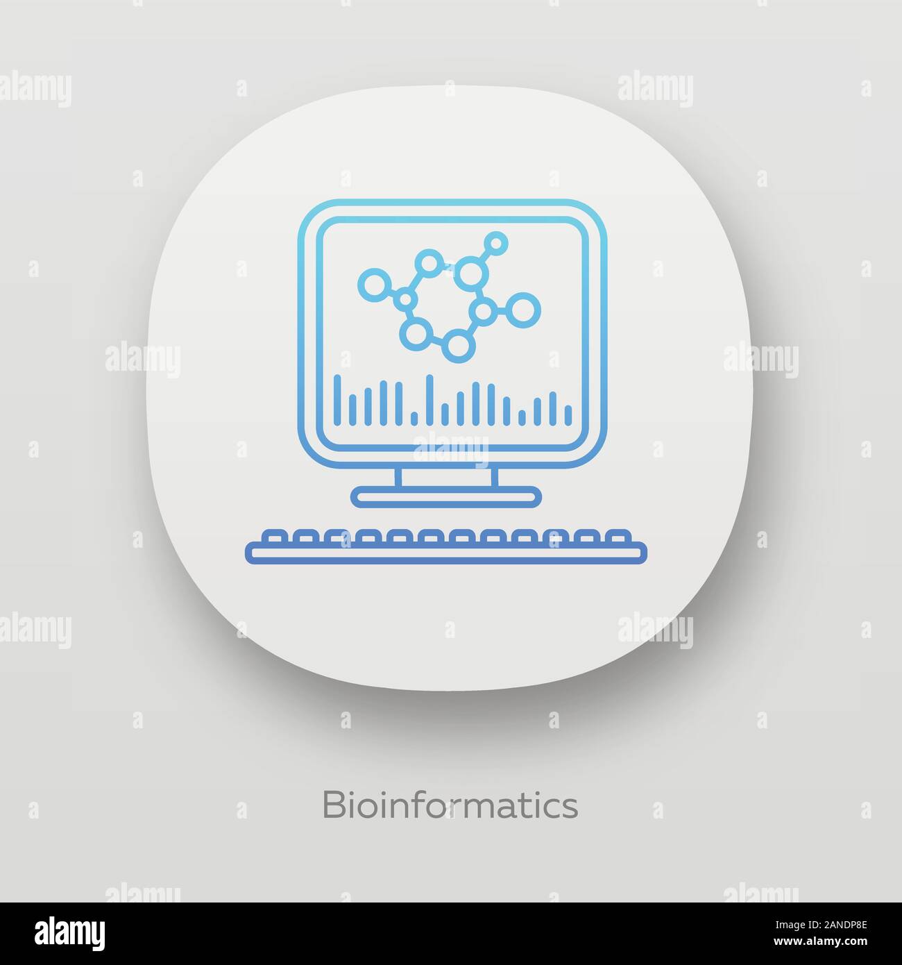 Bioinformatics app icon. Human genome research. Biochemical information ...