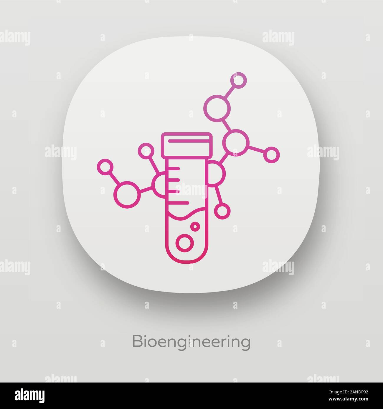 Bioengineering app icon. Biological engineering. Test tube, molecule ...