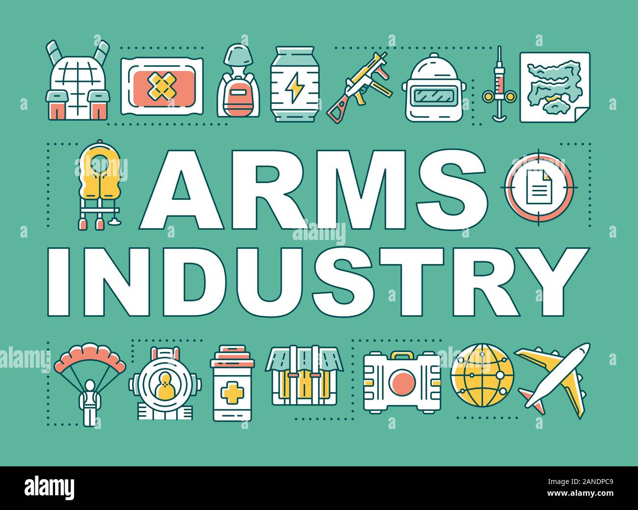 Arms industry word concepts banner. Military force technology. Soldiery ...