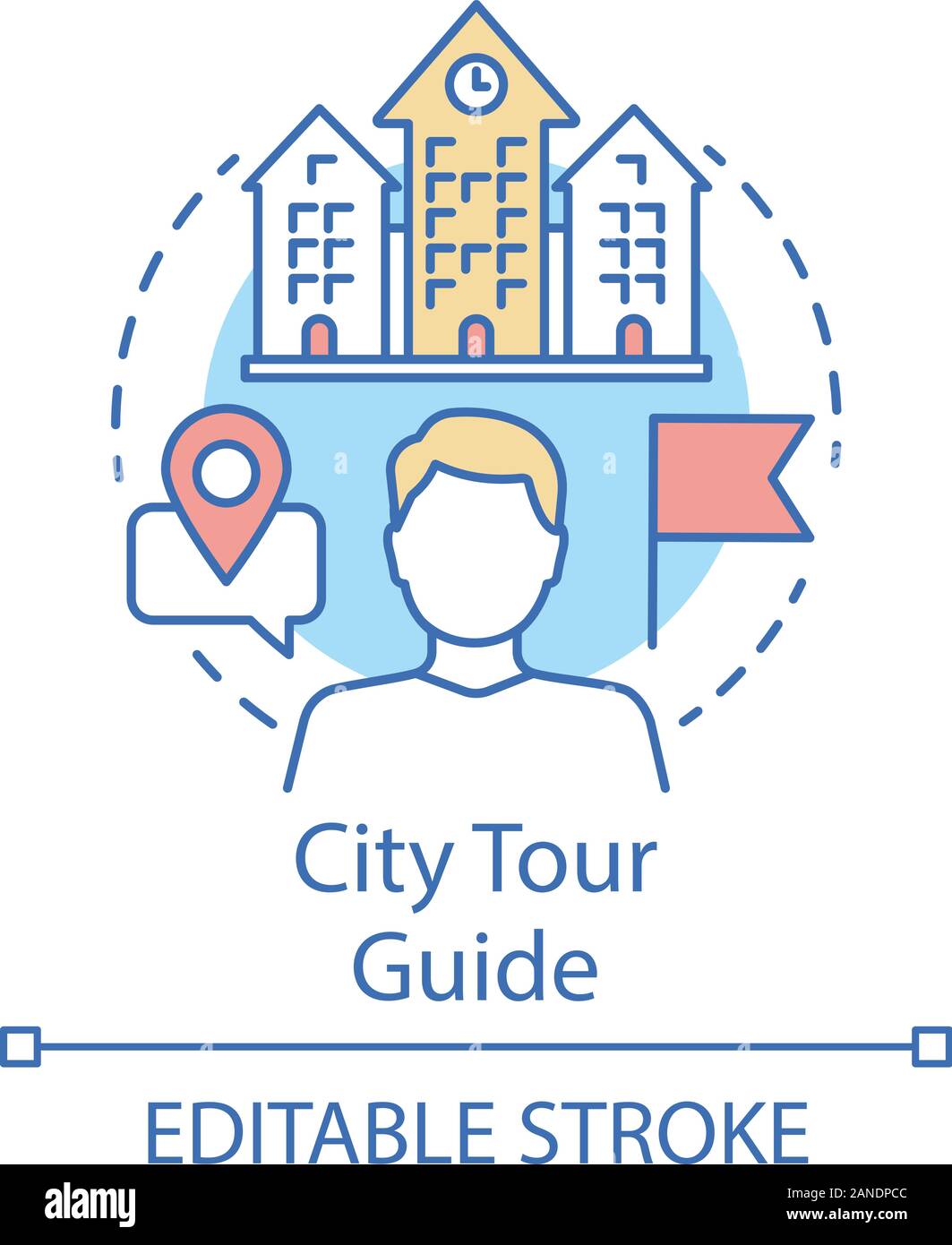 City tour guide concept icon. Tours organisation idea thin line ...