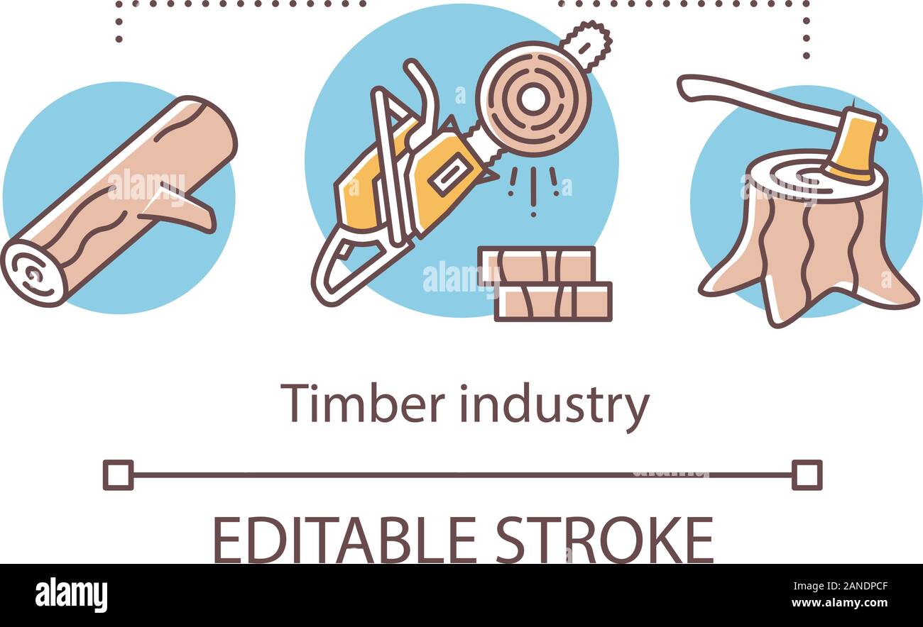 Timber industry concept icon. Logging. Forestry sector. Wood production ...