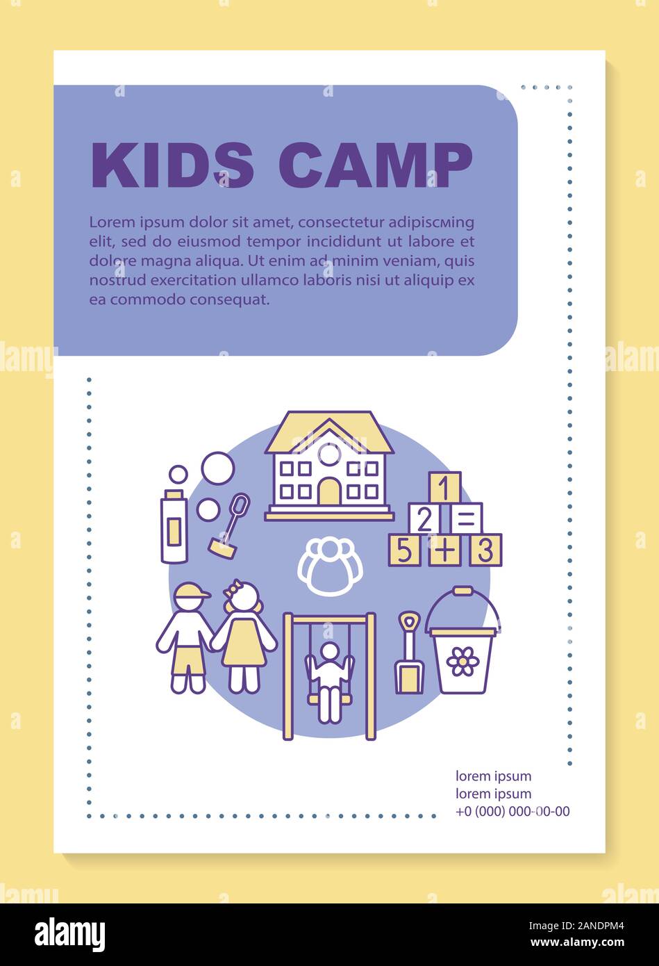 Preschooler children summer camp brochure template layout. Flyer ...