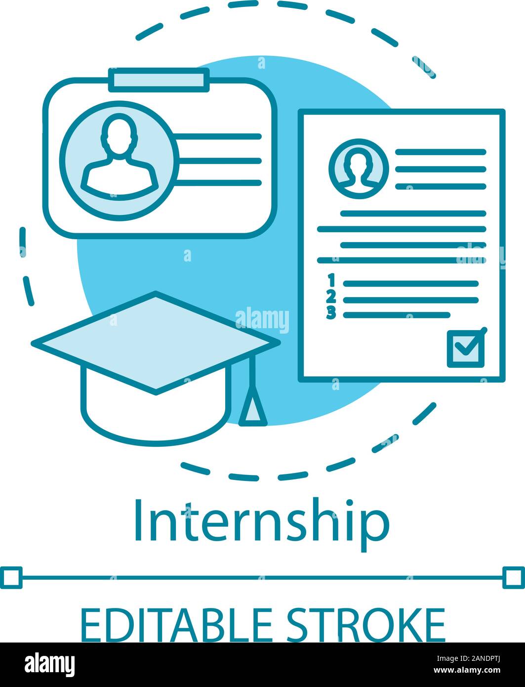 Internship concept icon. Part-time job for undergraduates idea thin ...