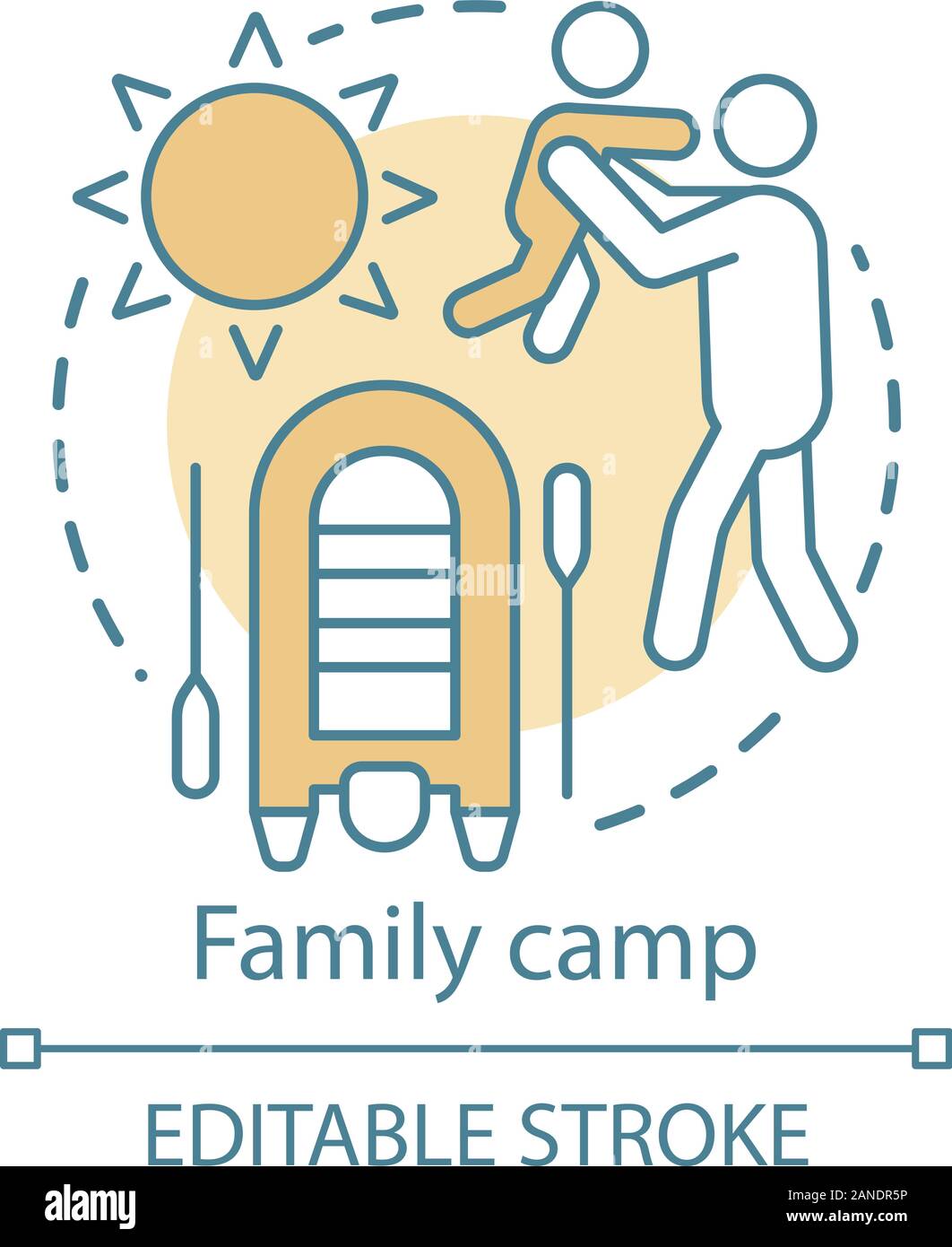 Family camp concept icon. Summer parents and children club, holiday ...