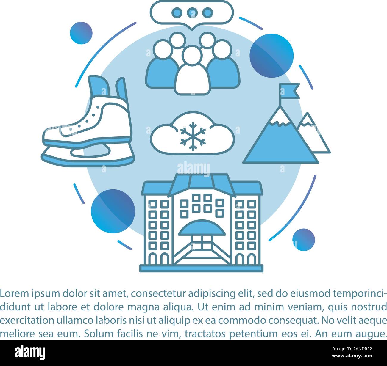 Winter season holiday, vacation resort article page vector template ...