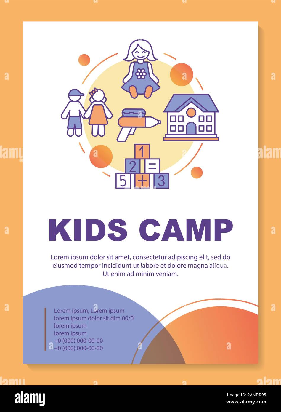 Afterschool kids summer camp brochure template layout. Flyer, booklet ...