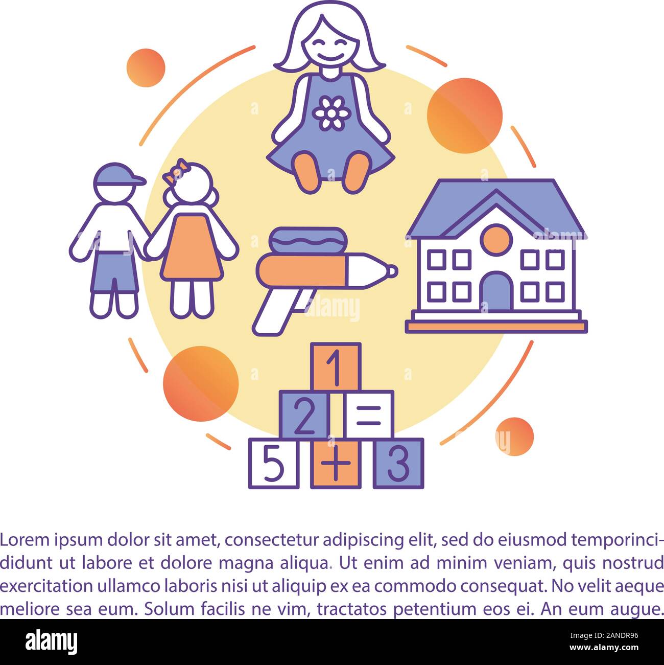 Kids, children camp, kindergarten article page vector template ...