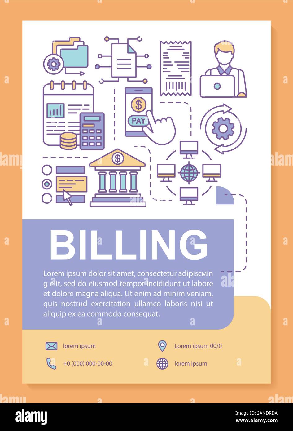 Billing service poster template layout. Payment transactions, finance ...