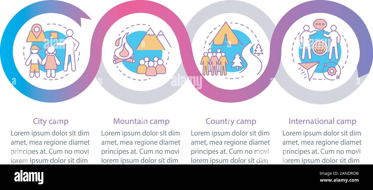Travelling, nature camps vector infographic template. Business ...