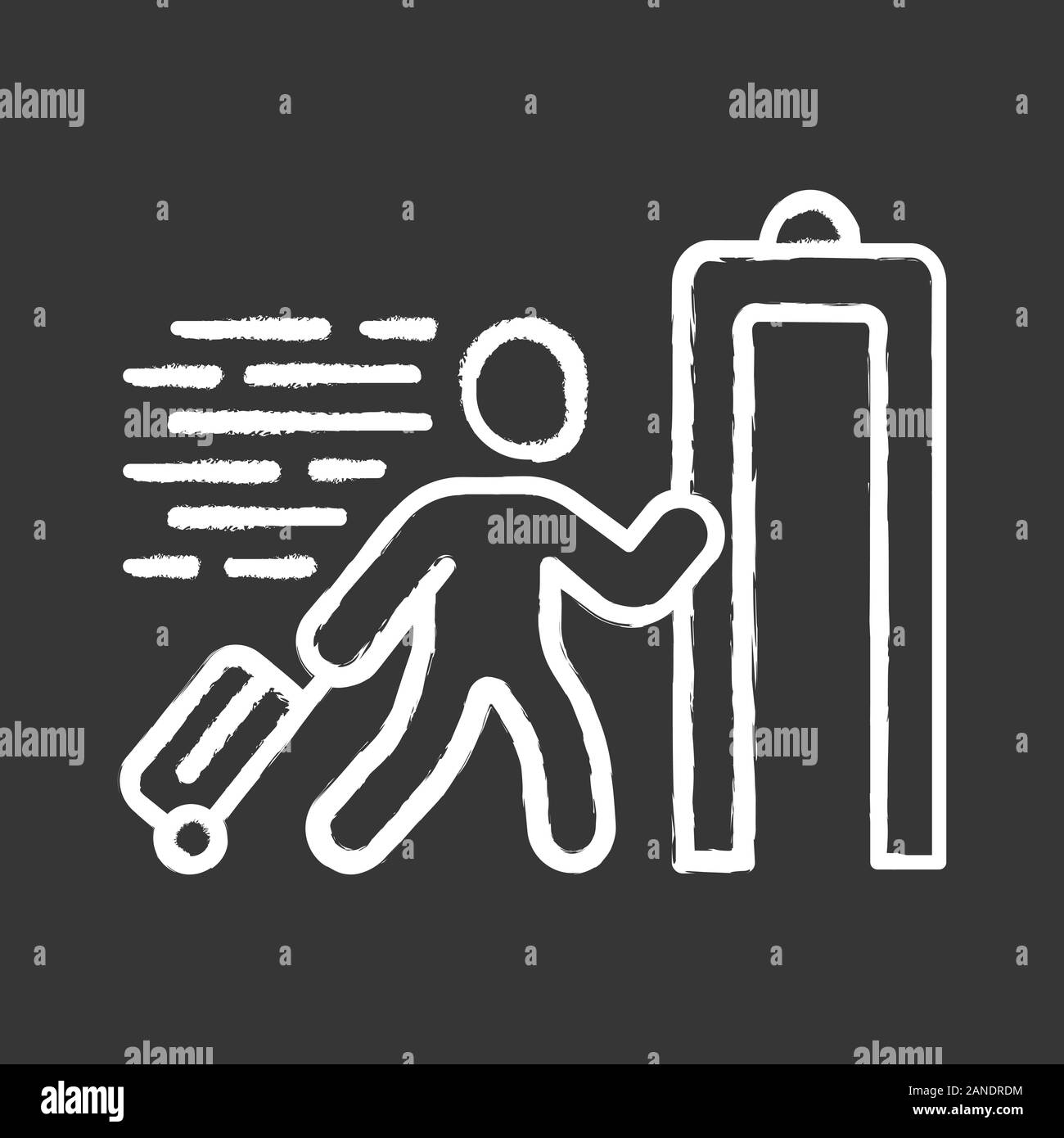 Express entry chalk icon. Passenger passing x-ray check at airport ...