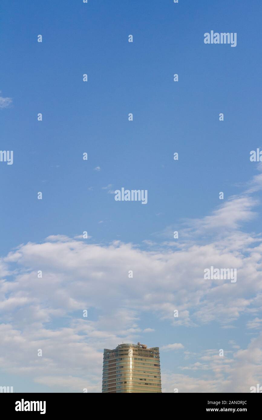 Abstract image of the top of the Ark Hills Sengokuyama Mori Tower, in ...