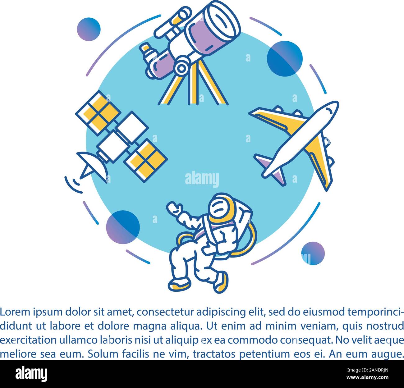 Aerospace industry article page vector template. Space aviation ...