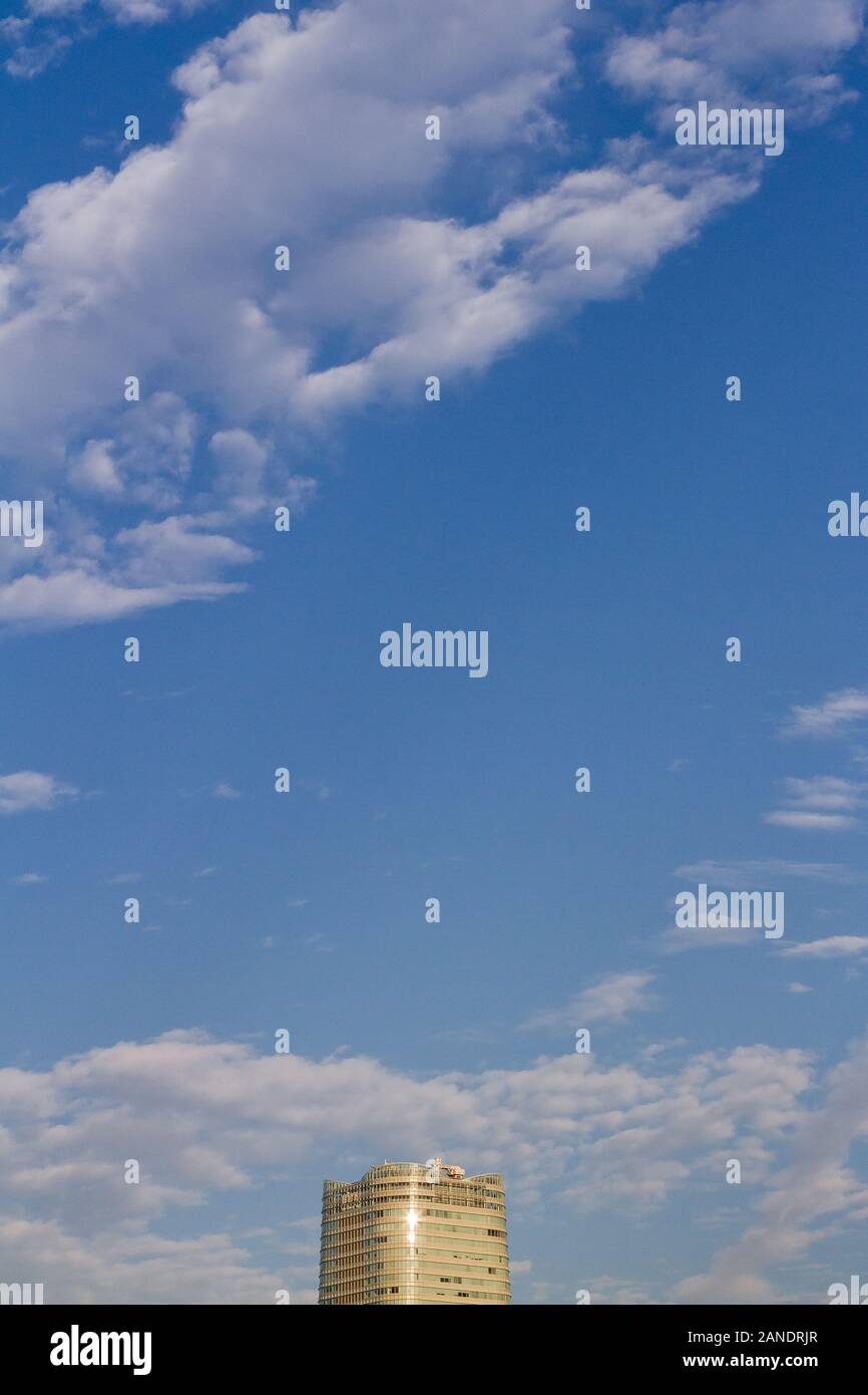 Abstract image of the top of the Ark Hills Sengokuyama Mori Tower, in ...
