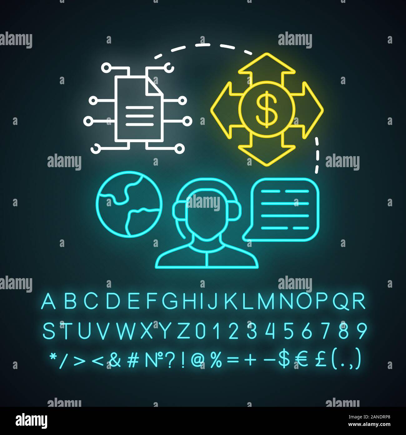 Biller payment provider neon light concept icon. Financial customer ...