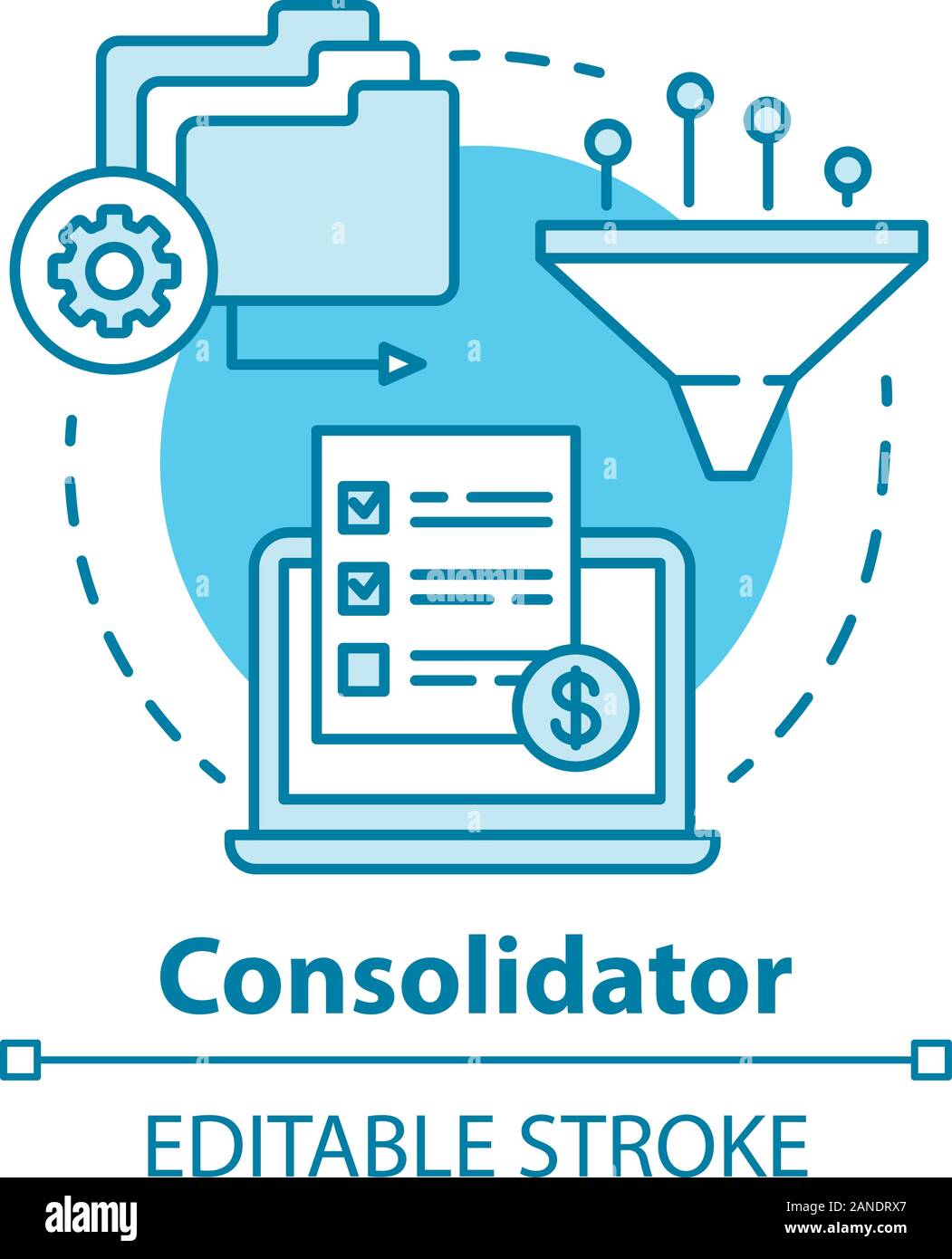 Consolidator concept icon. Billing idea thin line illustration. Debt ...