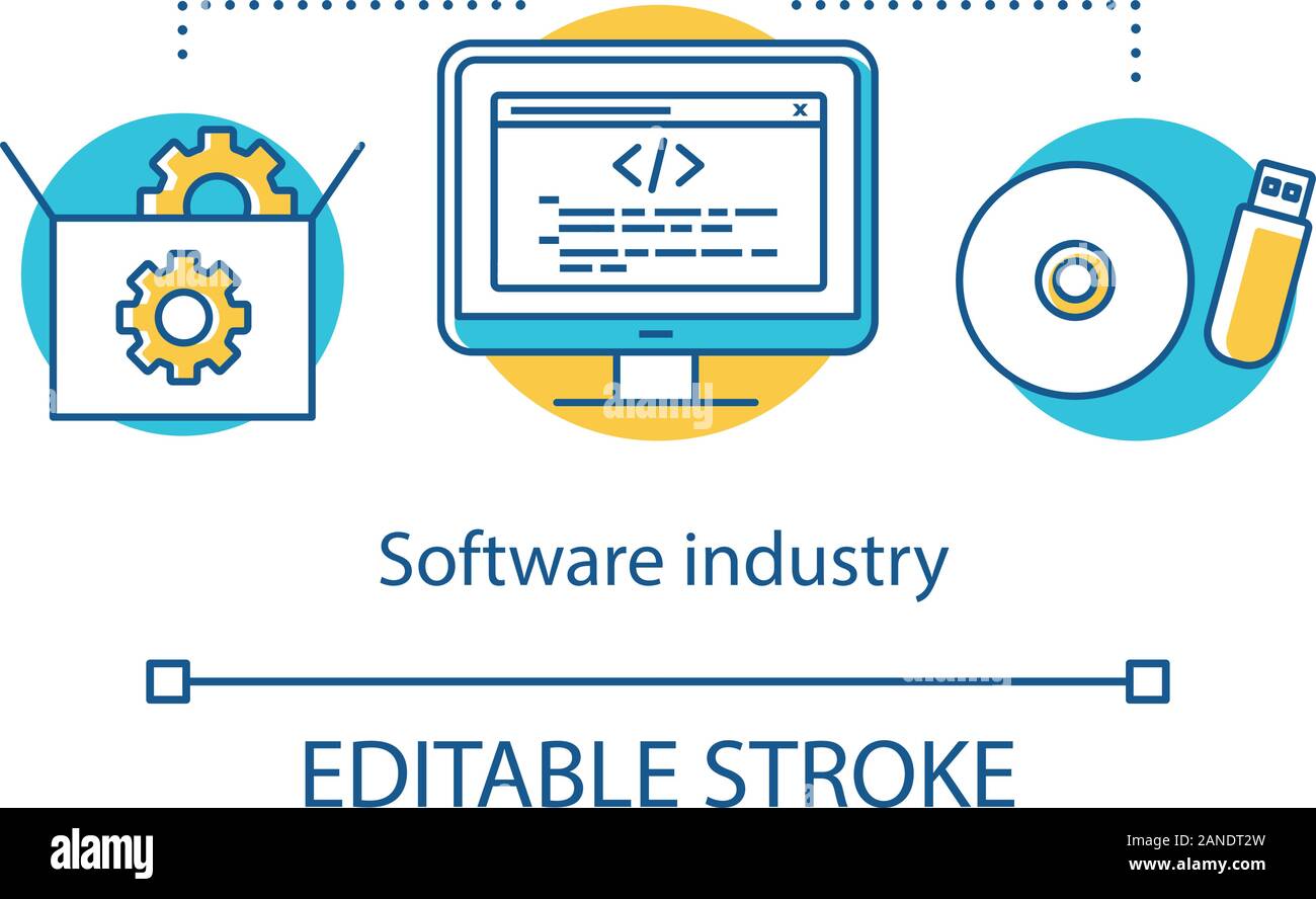 Software industry concept icon. PC program developing. Information ...