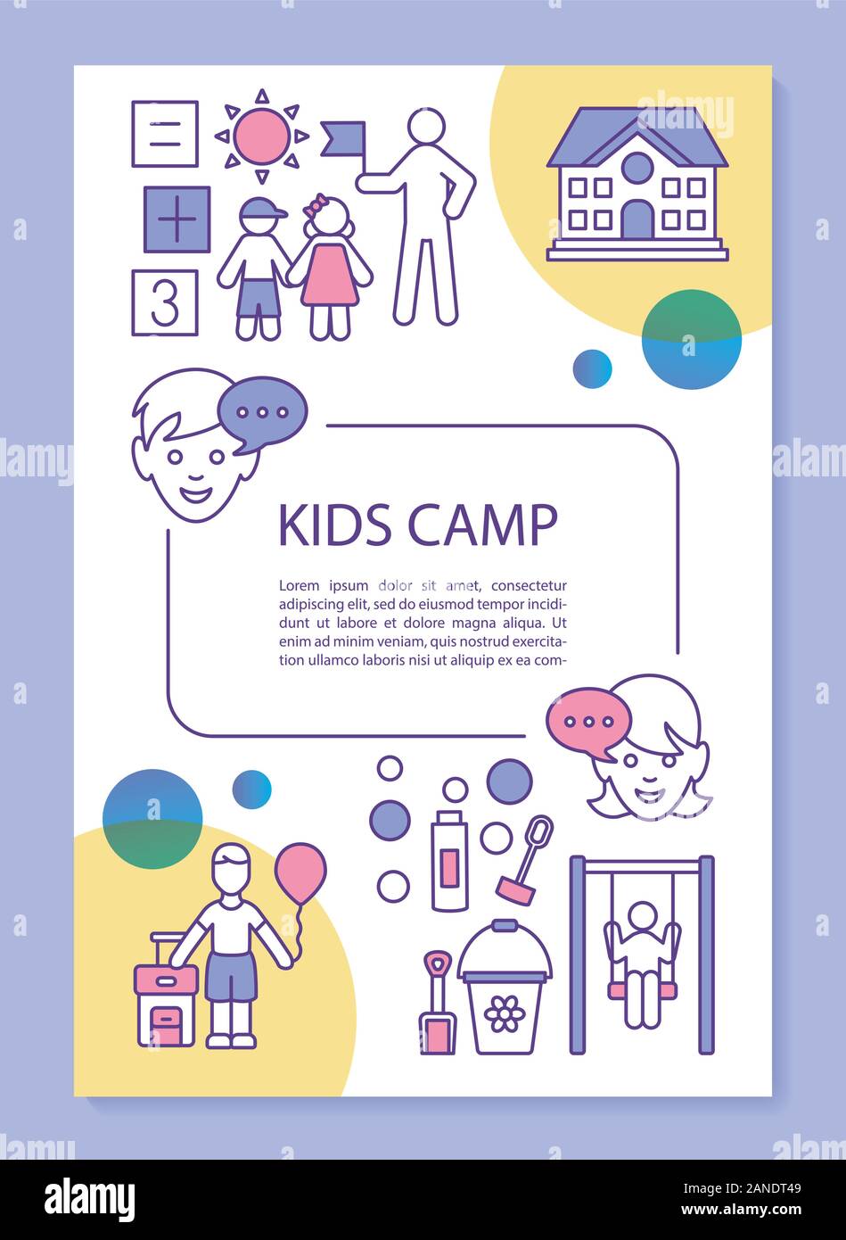 Summer holiday school camp brochure template layout. Flyer, booklet ...