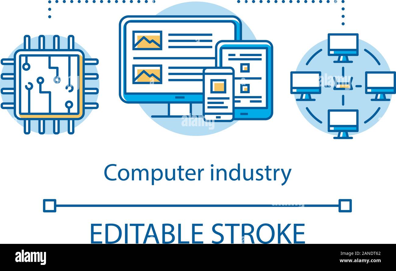 Computer industry concept icon. Information technology. Development and ...