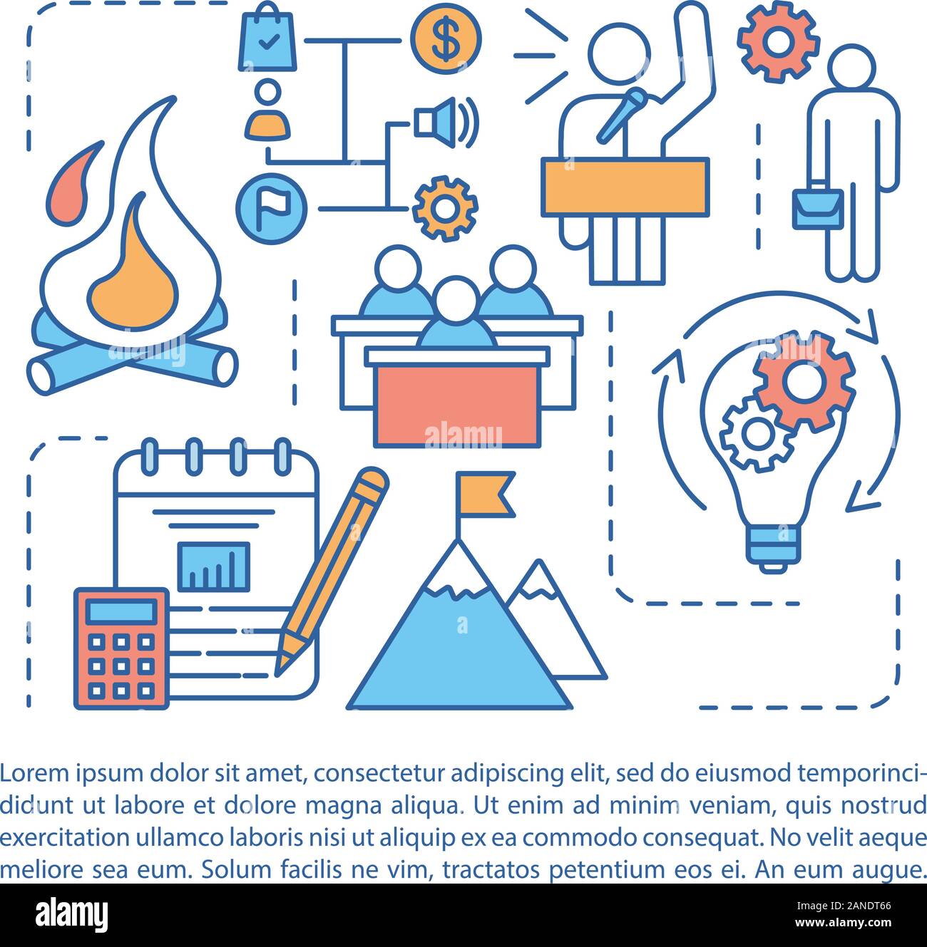 Startup, business development camp article page vector template ...