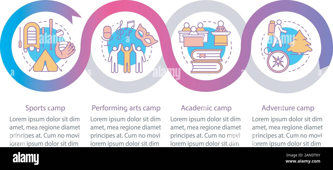 Interest, hobby camps vector infographic template. Business ...