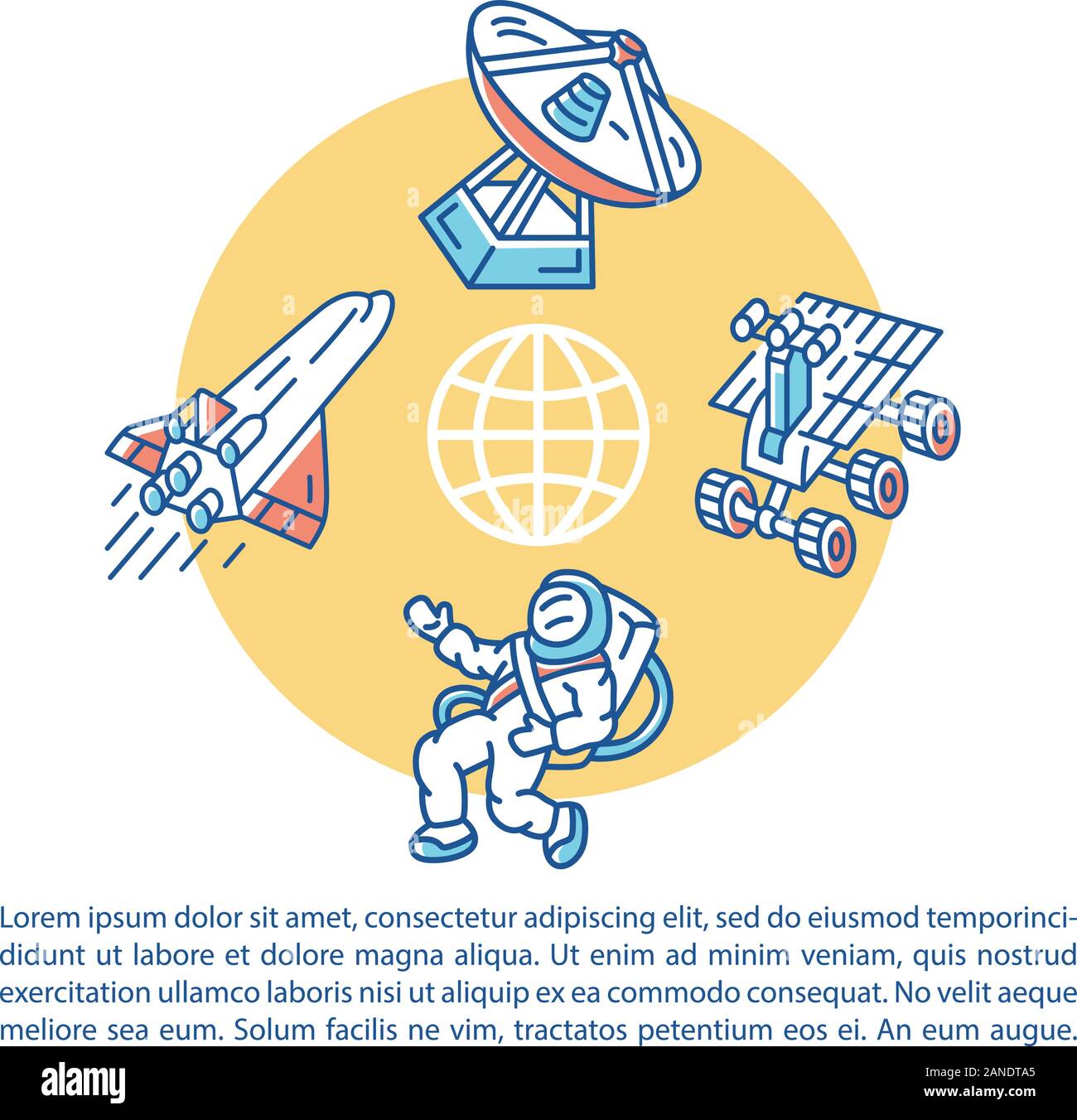Space travel and transportation article page vector template. Brochure ...