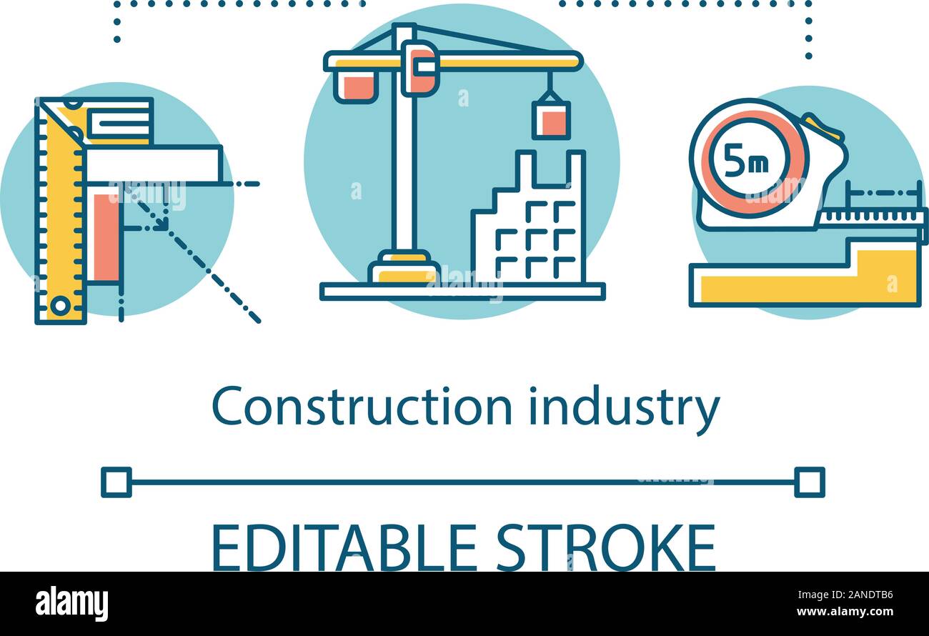 Construction industry concept icon. Design and building of houses ...