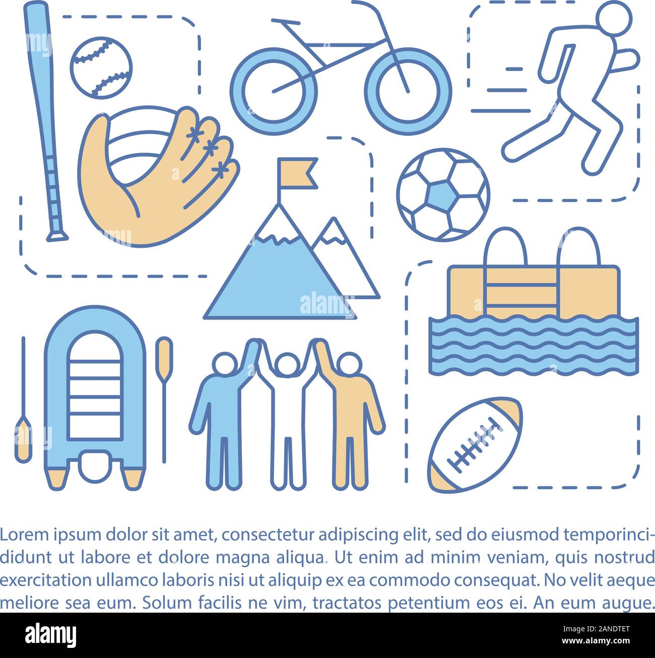 Physical activity, training camp article page vector template. Brochure ...