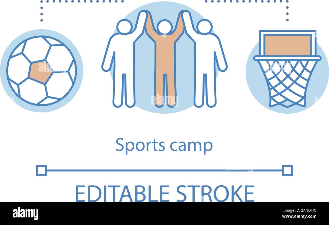 Sports, training camp concept icon. Summer active club, holiday resort ...