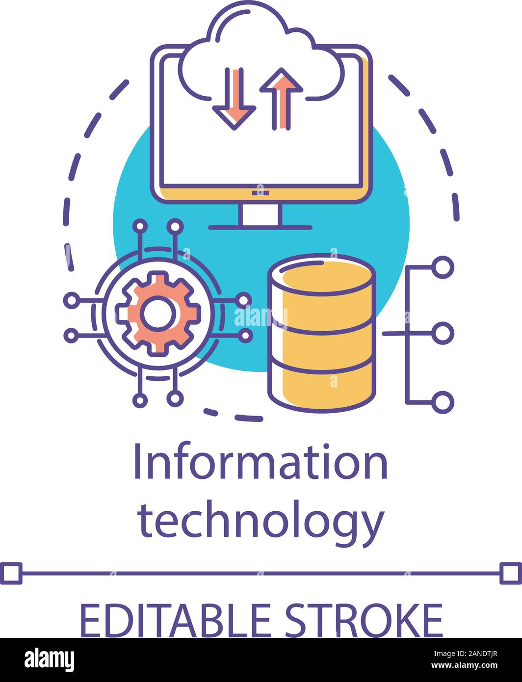 Information technology concept icon. Computer science. Structuring, storing, retrieving, and ...
