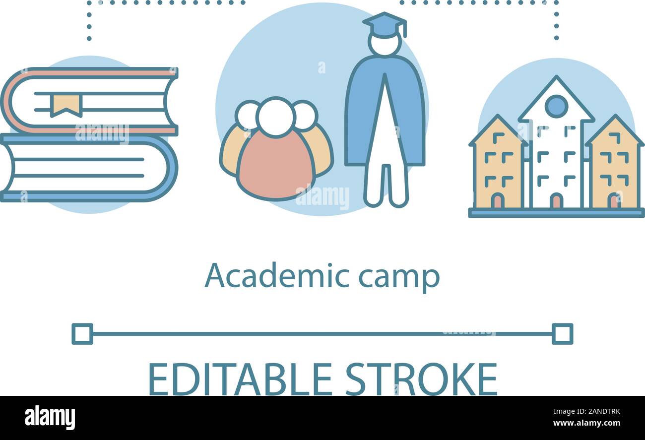 Academic, university camp concept icon. Educational club, community ...