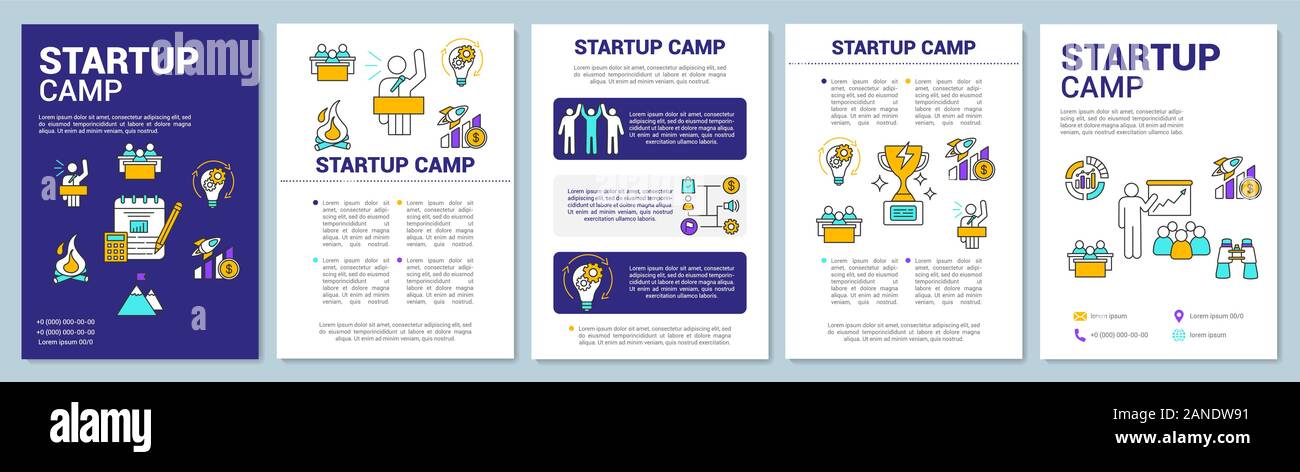 Fresh business start, startup launch camp brochure template layout ...