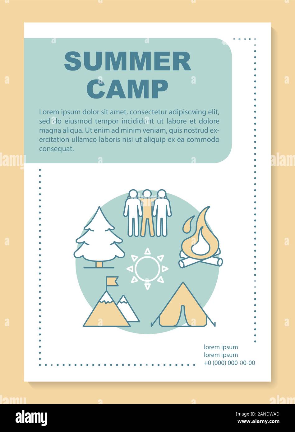 Outdoor adventure camp, vacation, brochure template layout. Flyer ...