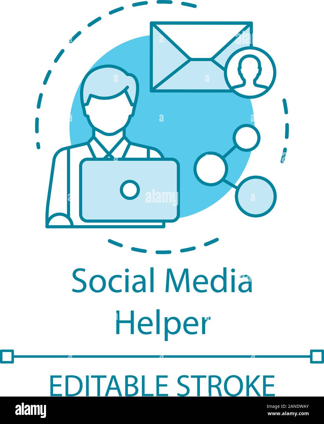 Social media helper concept icon. Users support operator, consultant ...