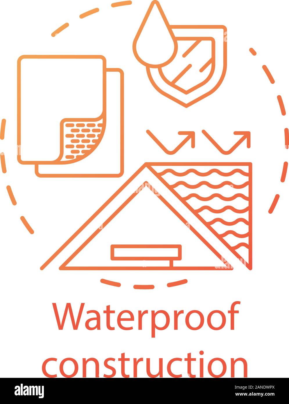 Waterproof construction materials concept icon. Water resistant ...