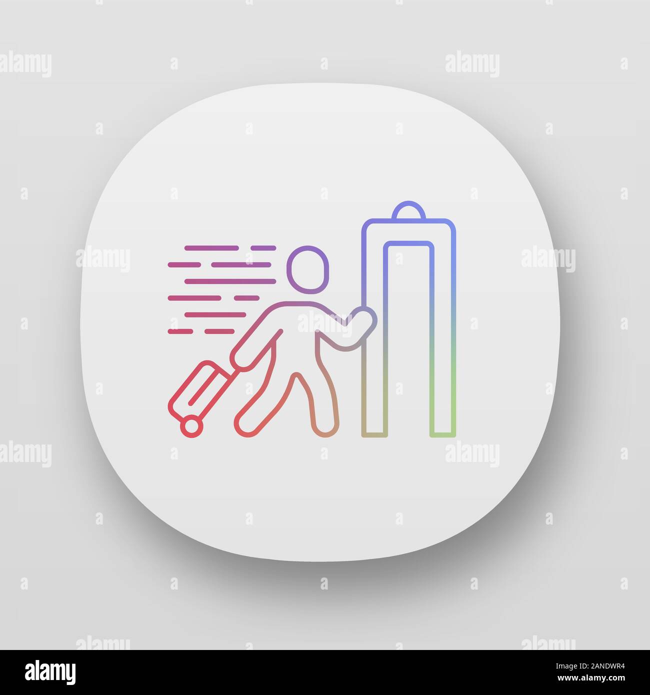 Express entry app icon. Passenger passing x-ray check at airport. Body ...