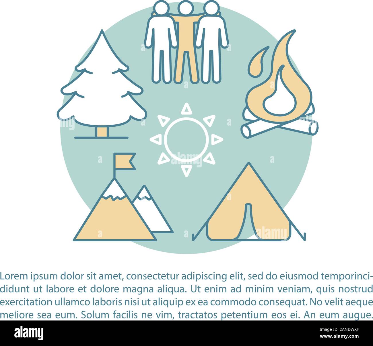 Summer camp, holiday article page vector template. Brochure, magazine ...