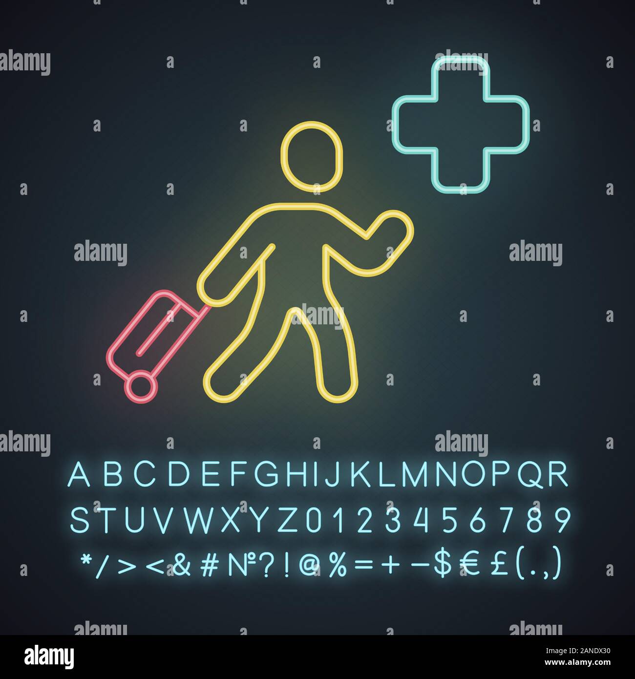 Humanitarian immigrant neon light icon. Refugee help. Emigrant with ...