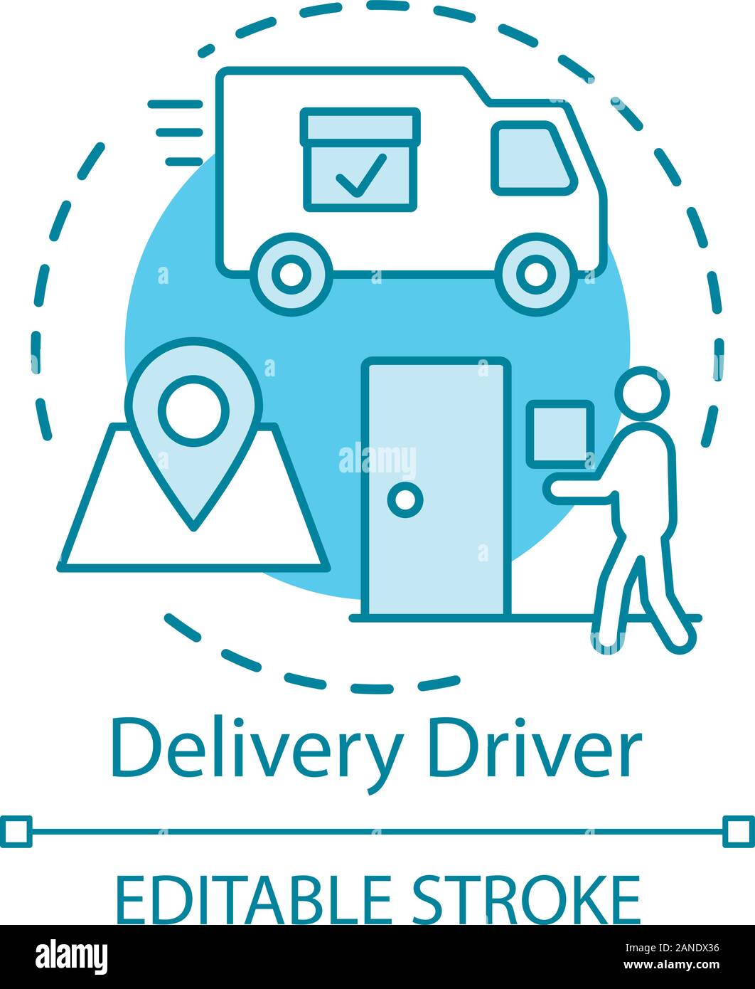 Delivery driver concept icon. Service worker idea thin line ...
