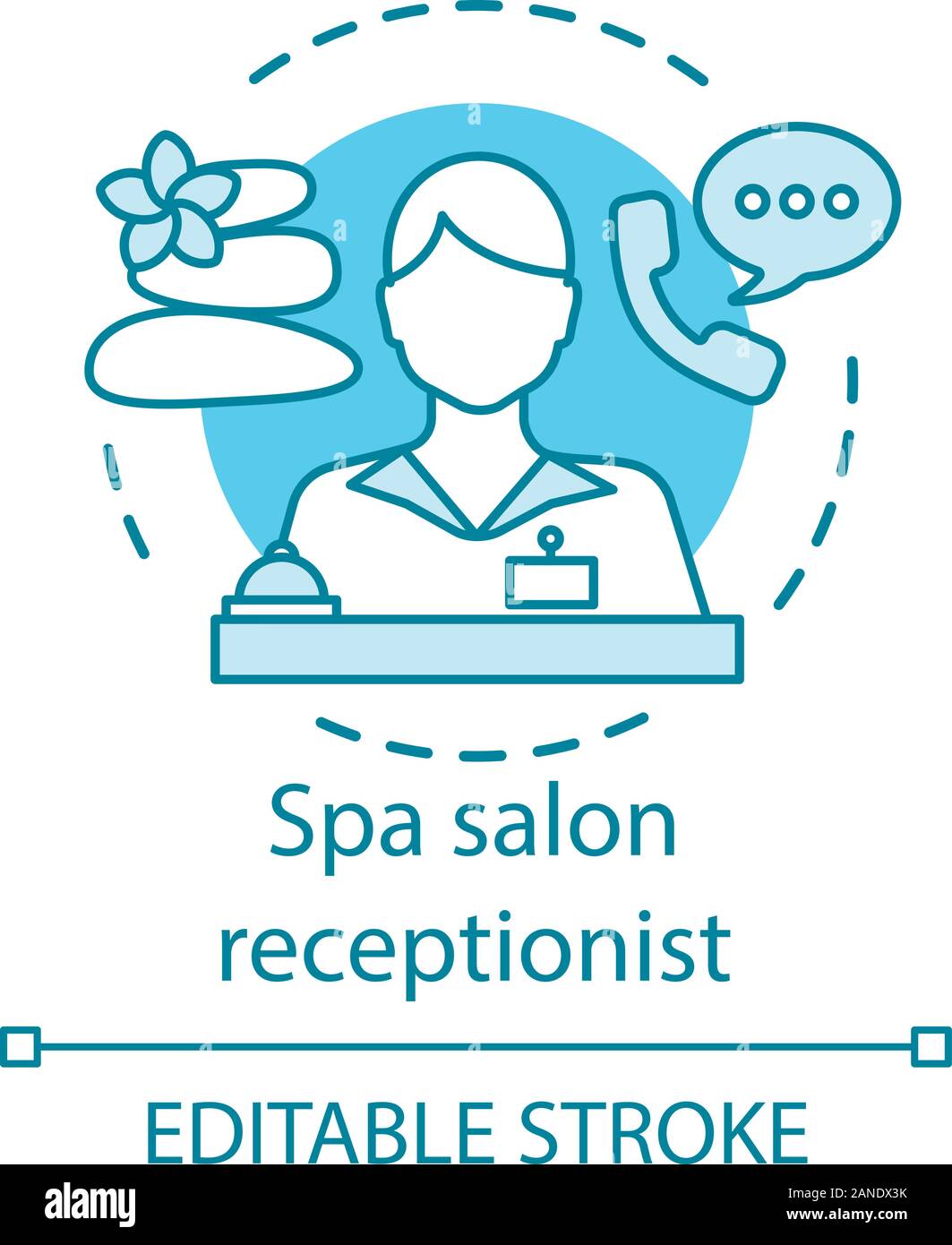 Spa salon receptionist concept icon. Secretary, manager idea thin line ...