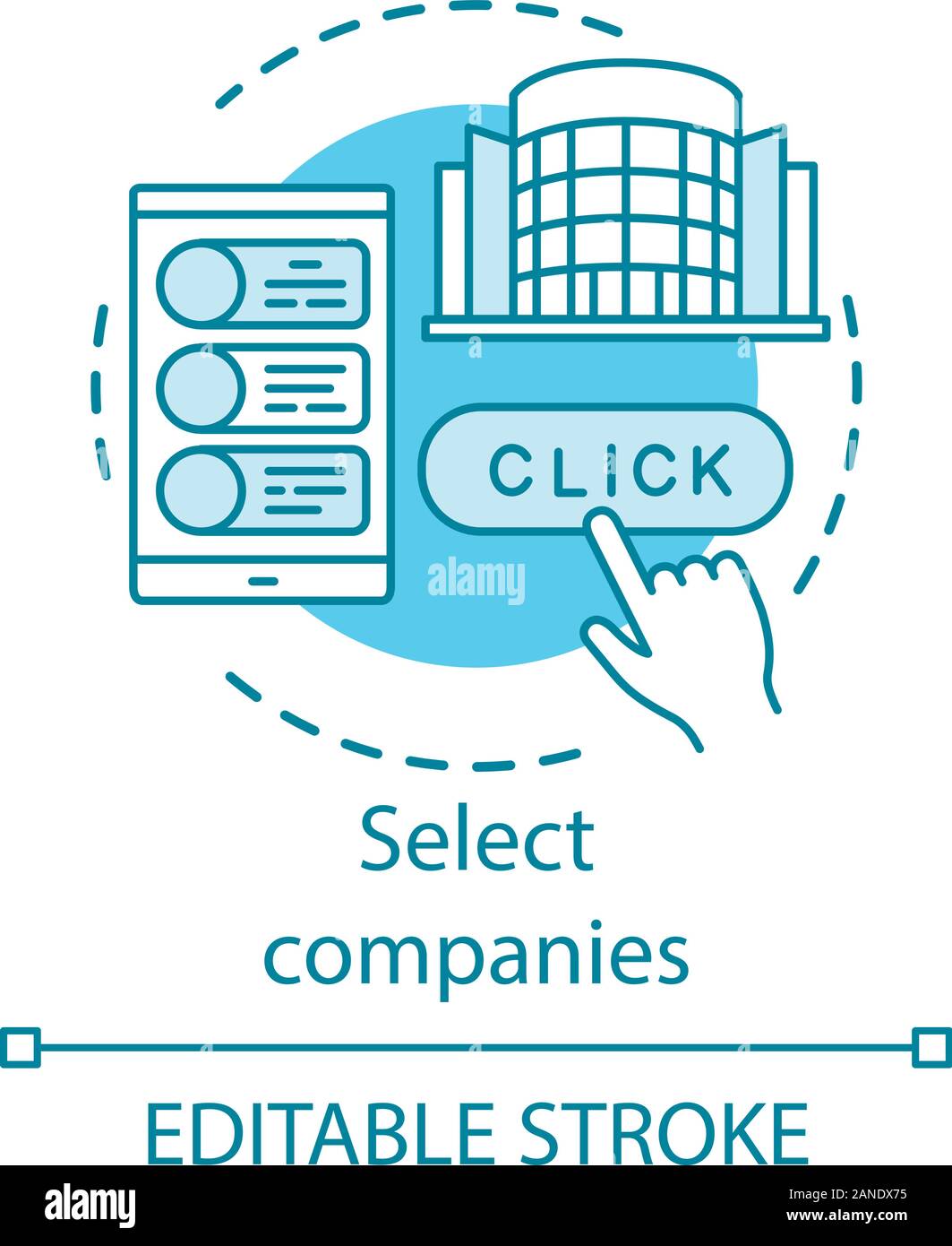 Select companies concept icon. Job searching, finding work features ...