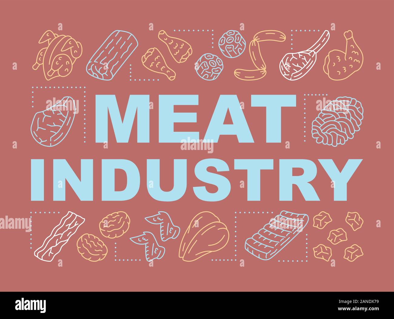 Butchery, meat industry word concepts banner. Farmer market ...