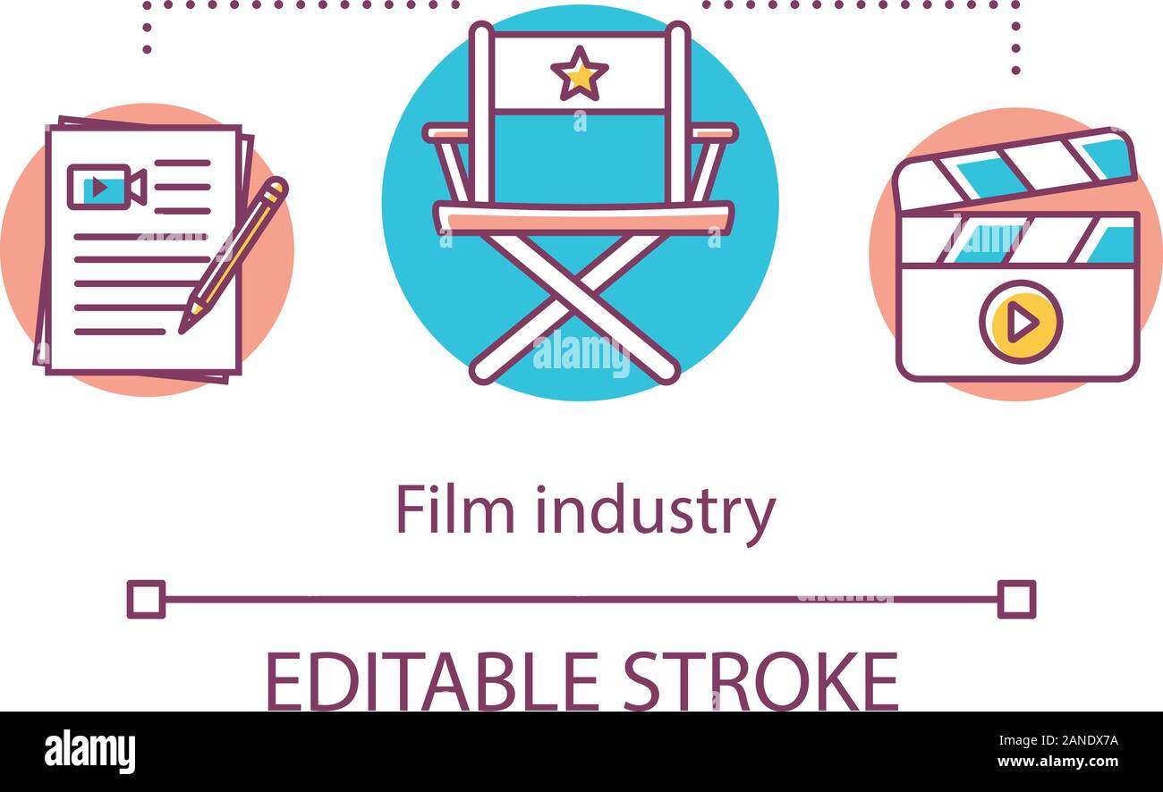 Film industry concept icon. Show business. Filmmaking. Cinema business ...