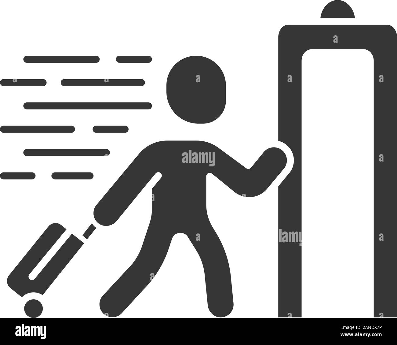 Express entry glyph icon. Passenger passing x-ray check at airport ...