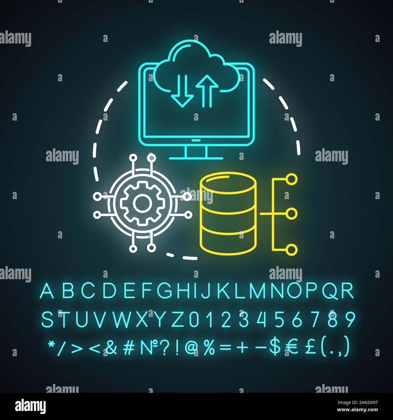 Information Technology Neon Light Concept Icon Computer Science Structuring Storing Sending