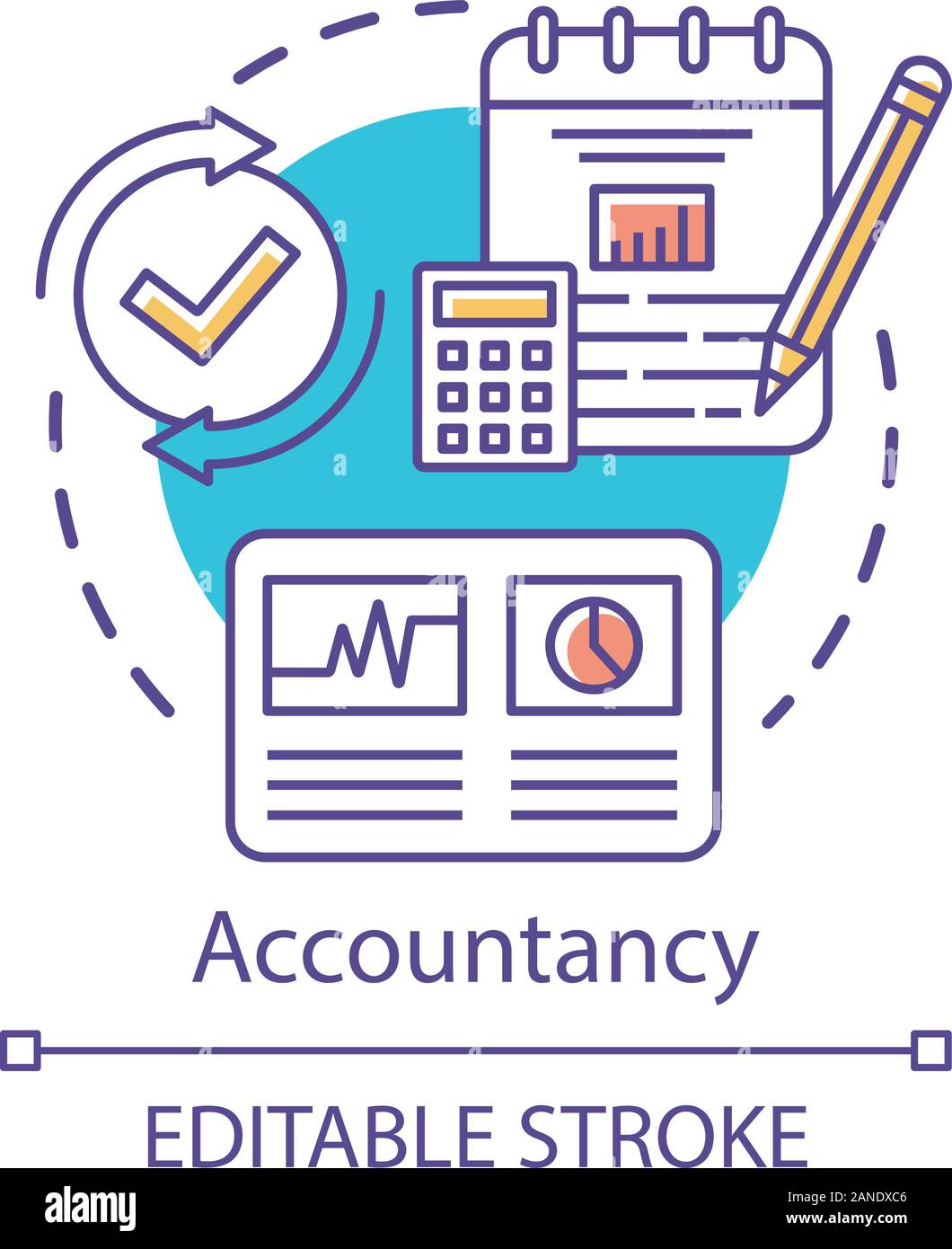 Accountancy concept icon. Budgeting and finance planning. Keeping ...