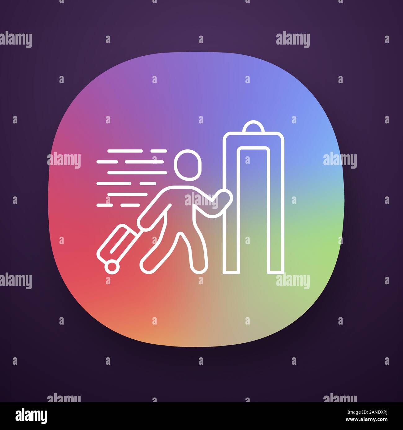 Express entry app icon. Passenger passing x-ray check at airport ...