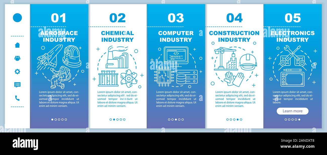 Second sector of economy onboarding mobile web pages vector template ...