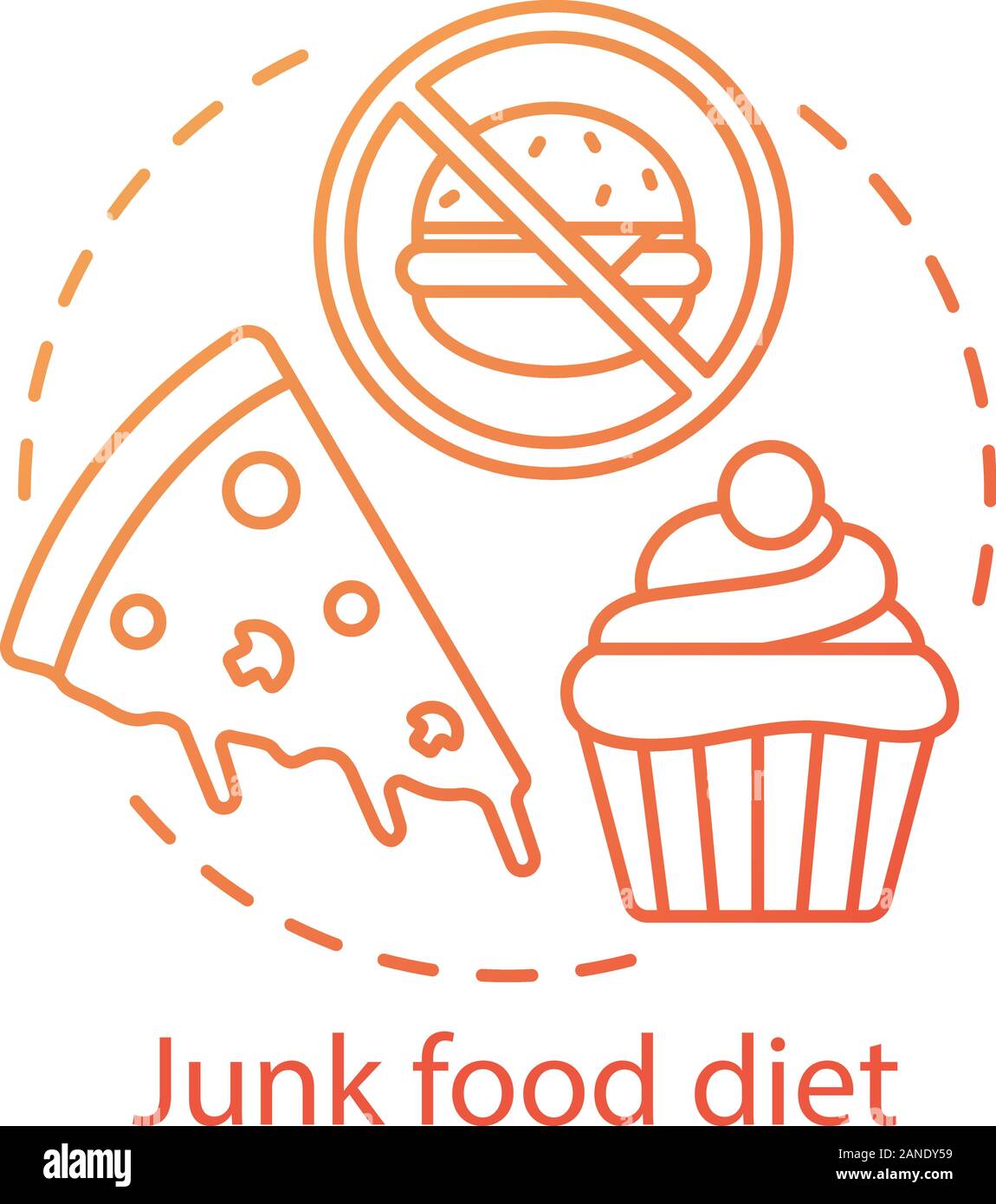 Unhealthy nutrition, junk food diet concept icon. Healthy lifestyle ...