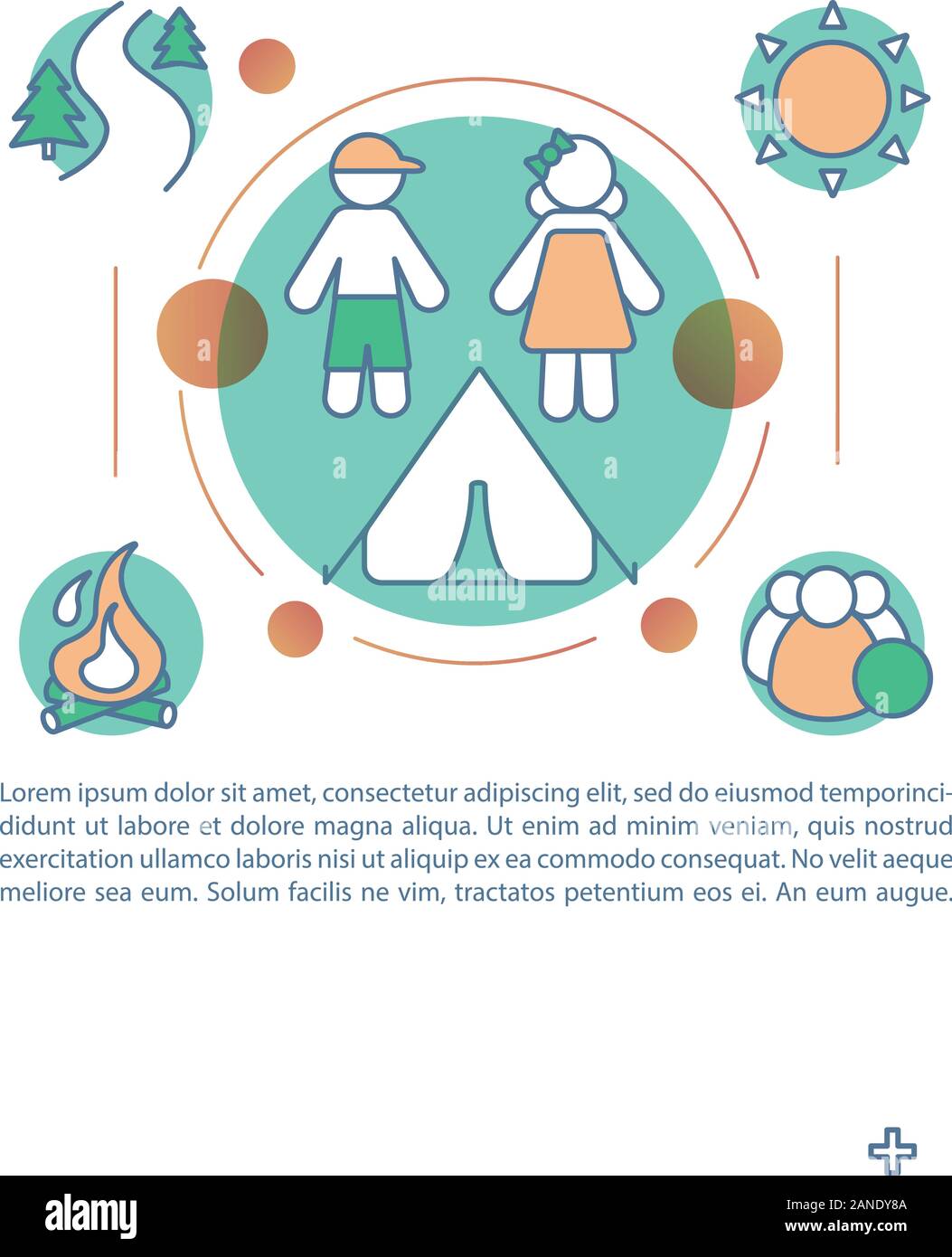 Kids camp, vacation, holiday resort article page vector template ...