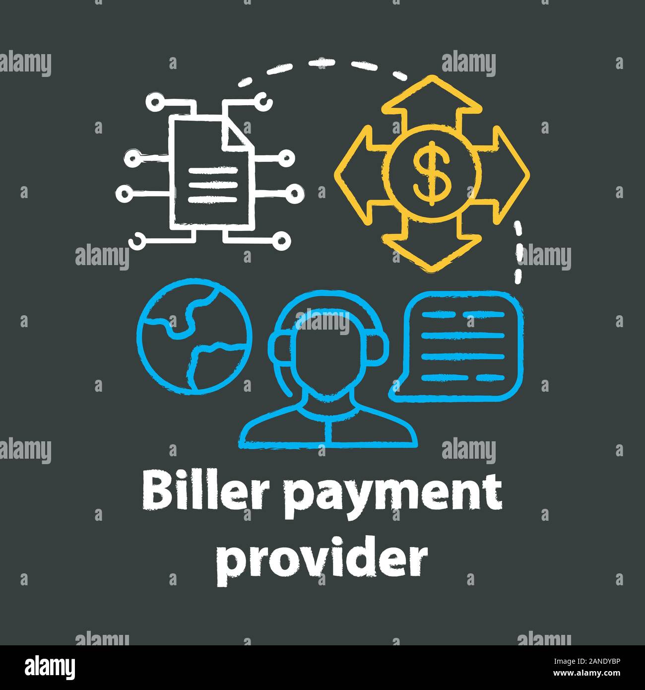 Biller payment provider chalk concept icon. Billing idea. Financial ...